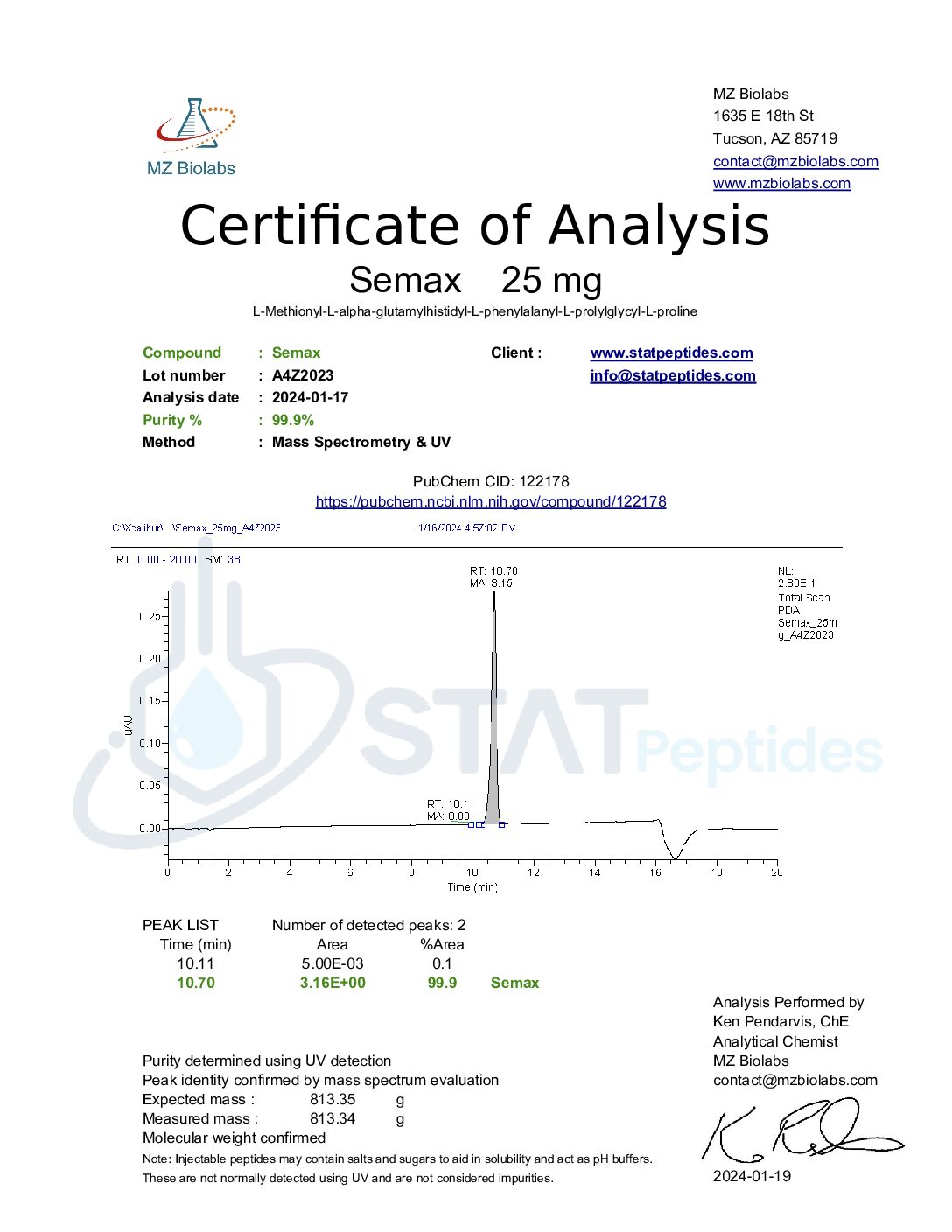 Semax 20mg / Selank 10mg Blend - STATPeptides